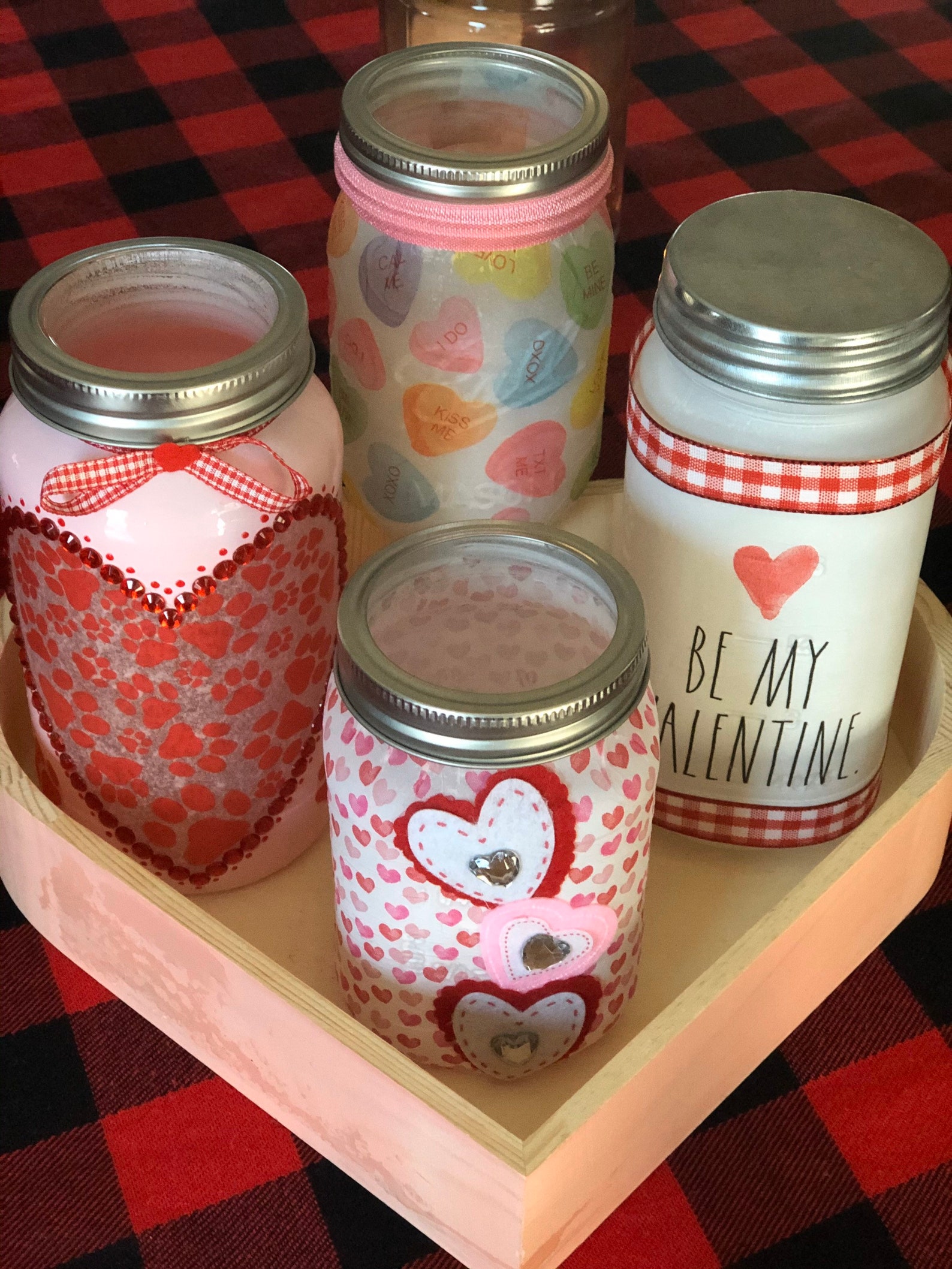 Valentines Lighted Jars Candy Hearts Jar Be My Valentine - Etsy