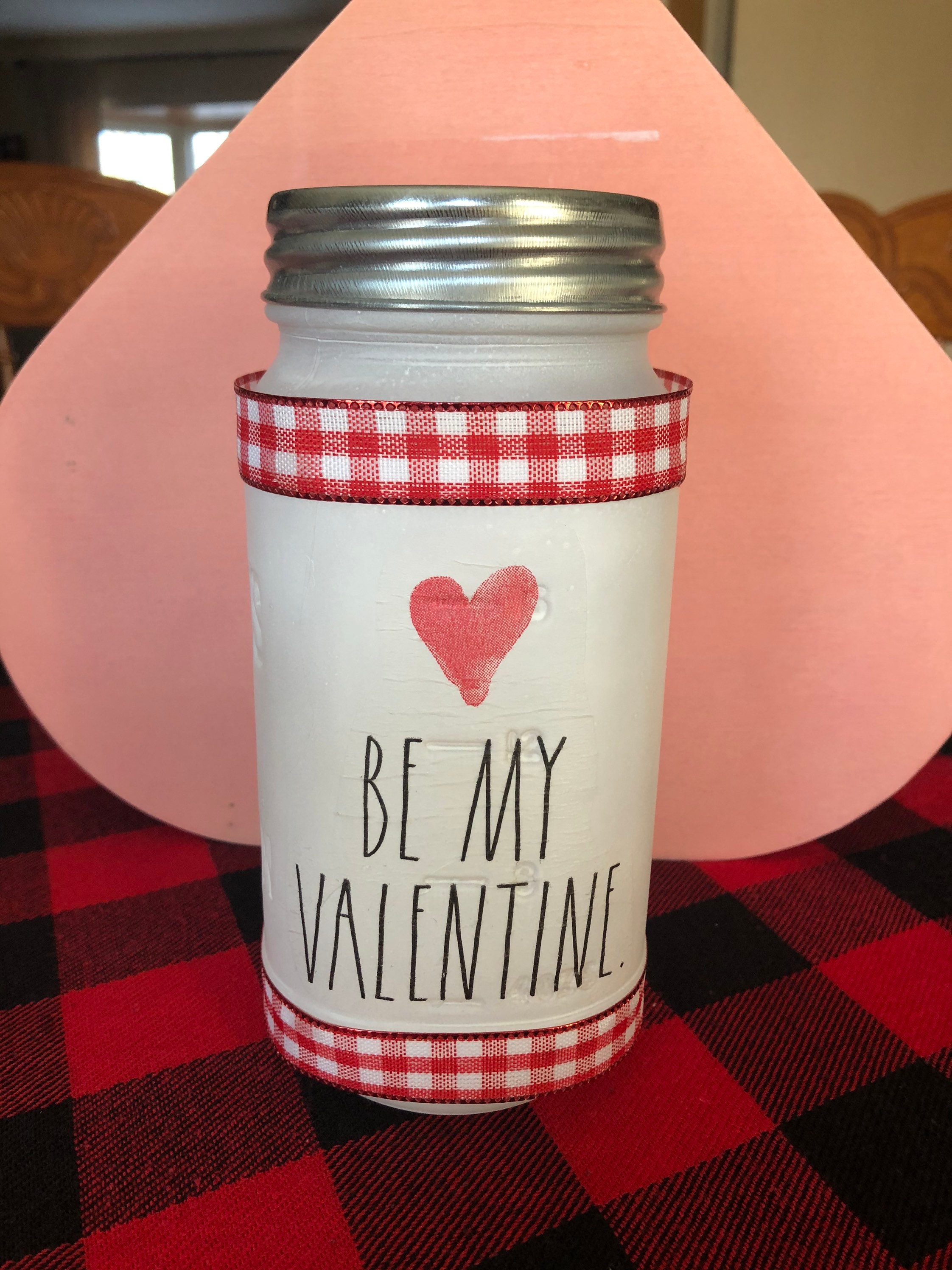 Valentines lighted jars candy hearts jar be my valentine | Etsy