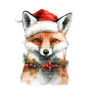 5 Woodland Animals, Christmas Animals, Printable Watercolor Clipart ...