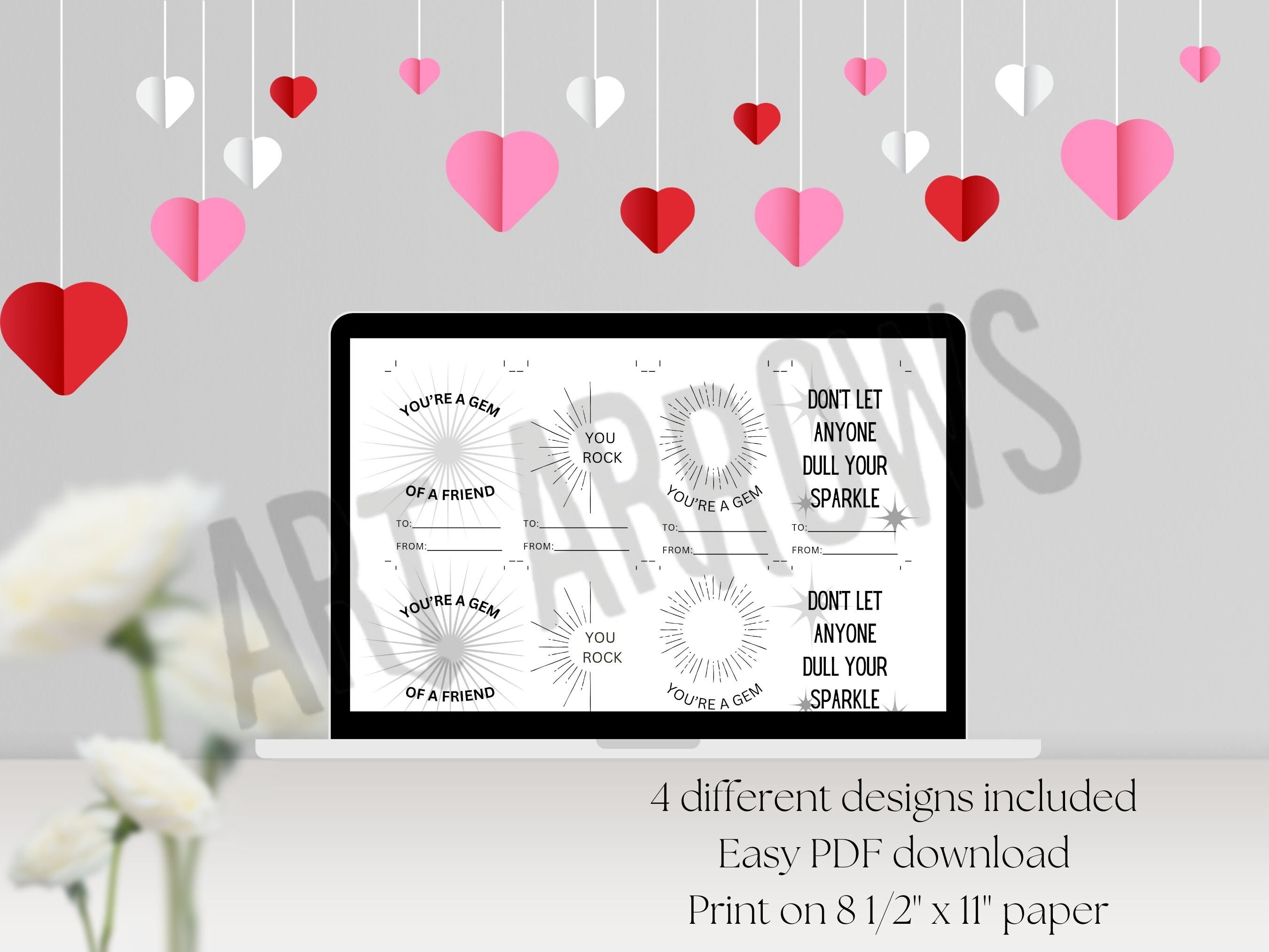 Printable Kid Valentines, Classroom Crystal Valentines, Crystal ...
