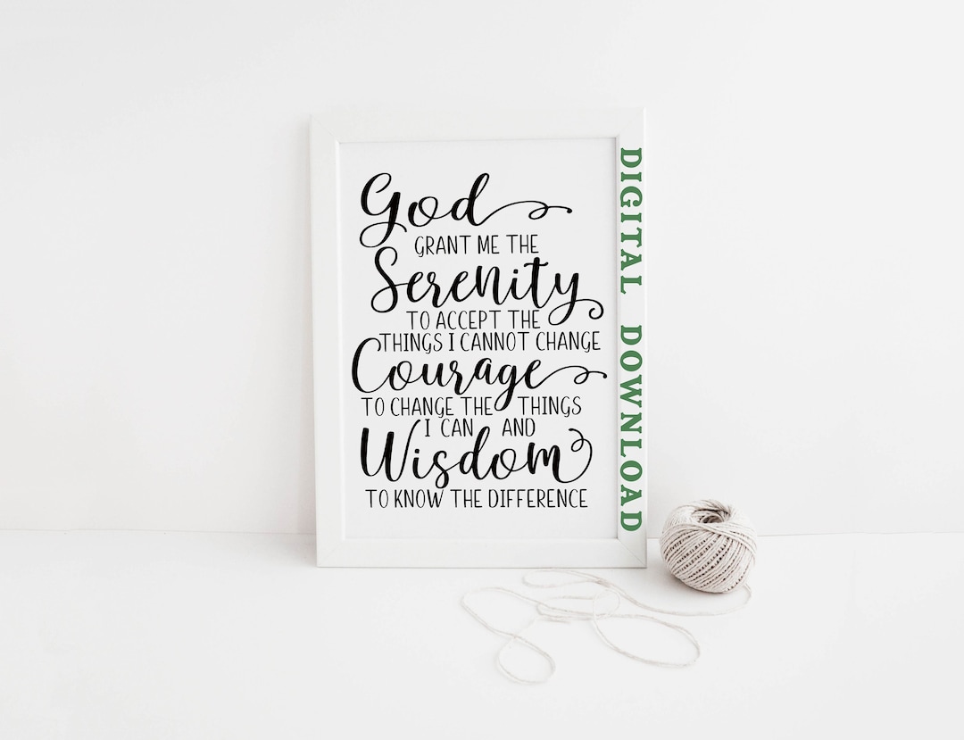 Printable SERENITY PRAYER, Digital Download, Art Print, Lettering, God ...