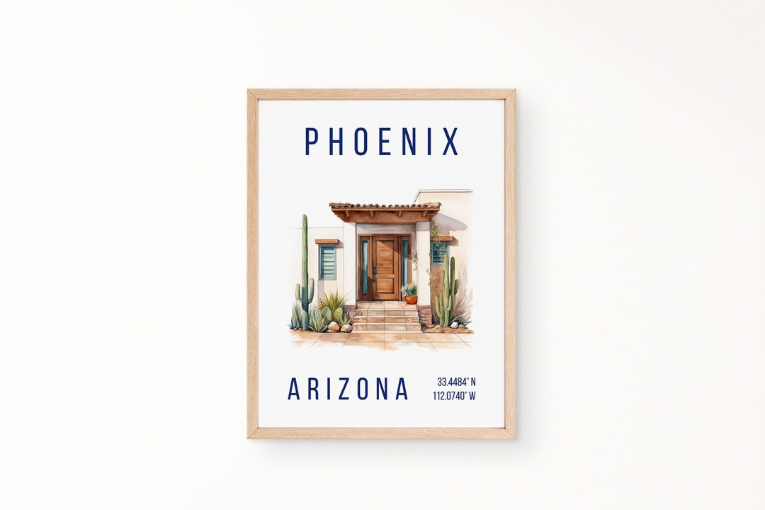 PHOENIX ARIZONA USA Doorway Poster, Watercolor House Front, Entrance ...