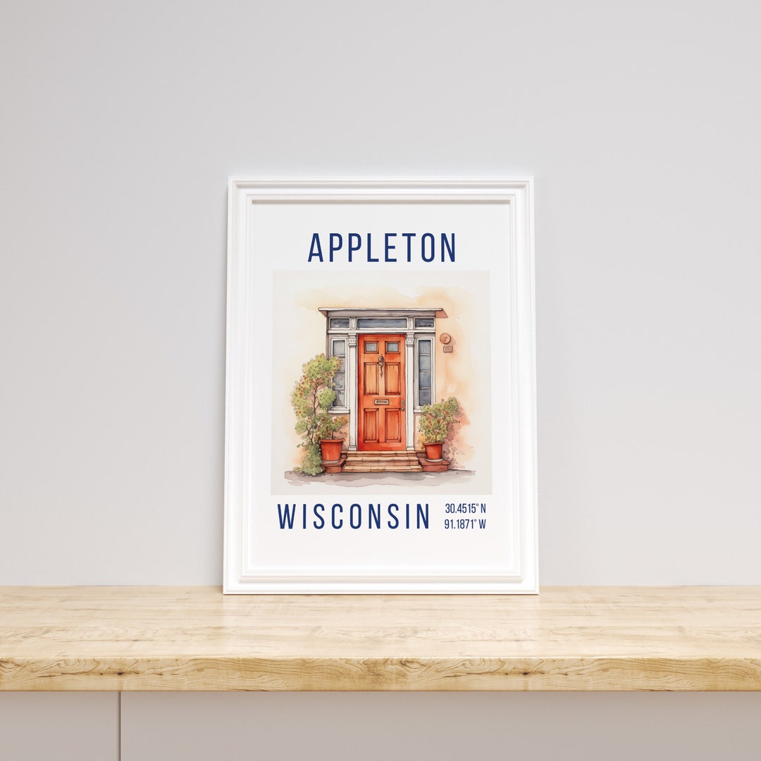 APPLETON WISCONSIN USA - Doorway Poster, Aesthetic Watercolor Entryway ...
