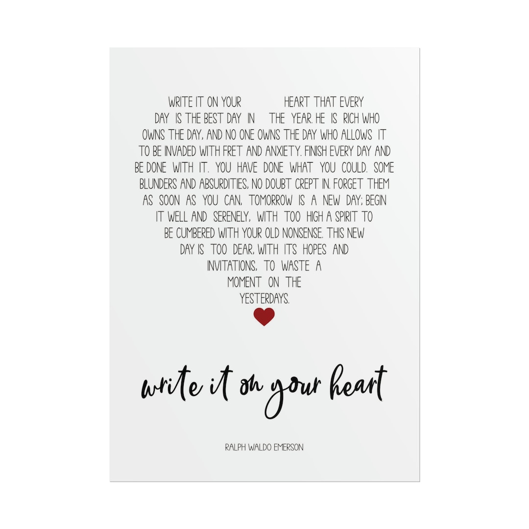 Write It on Your Heart Ralph Waldo Emerson Poem Unframed Poster ...