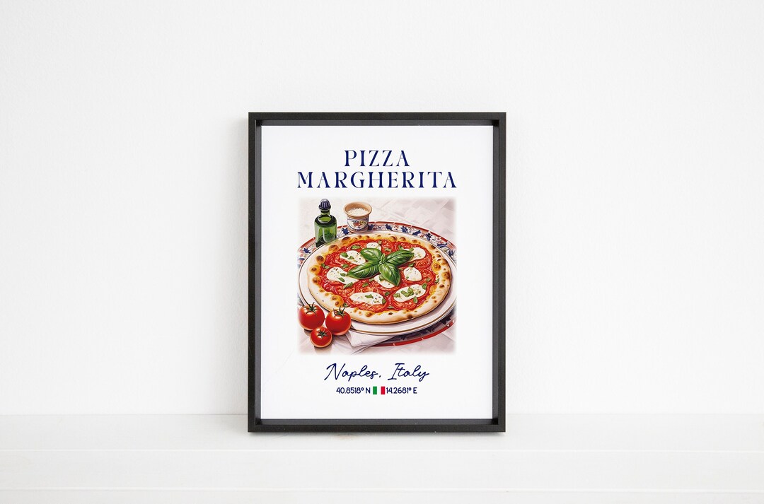 PIZZA MARGHERITA Poster, Naples Italy Wall Art, Traditional Italian ...