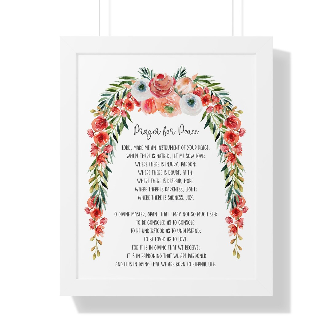 Framed Prayer for Peace Poster, Saint Francis of Assisi, Inspirational ...
