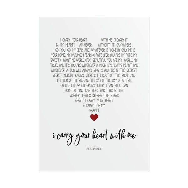 I Carry Your Heart Wall Art - Etsy