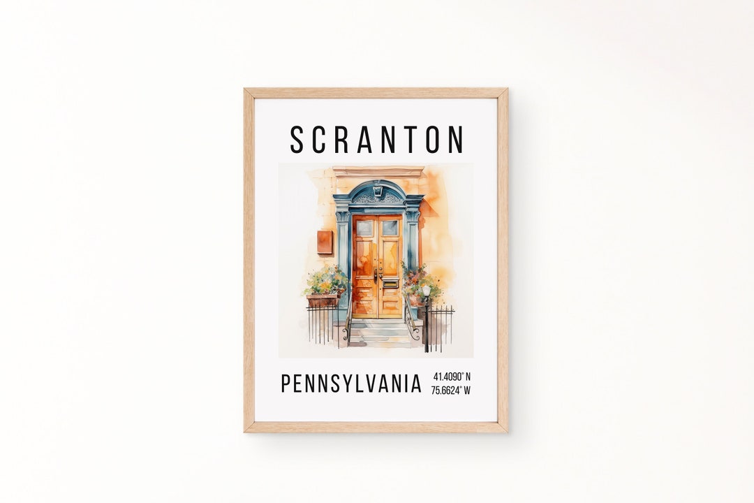 SCRANTON PENNSYLVANIA USA Doorway Poster, Aesthetic Watercolor Print ...