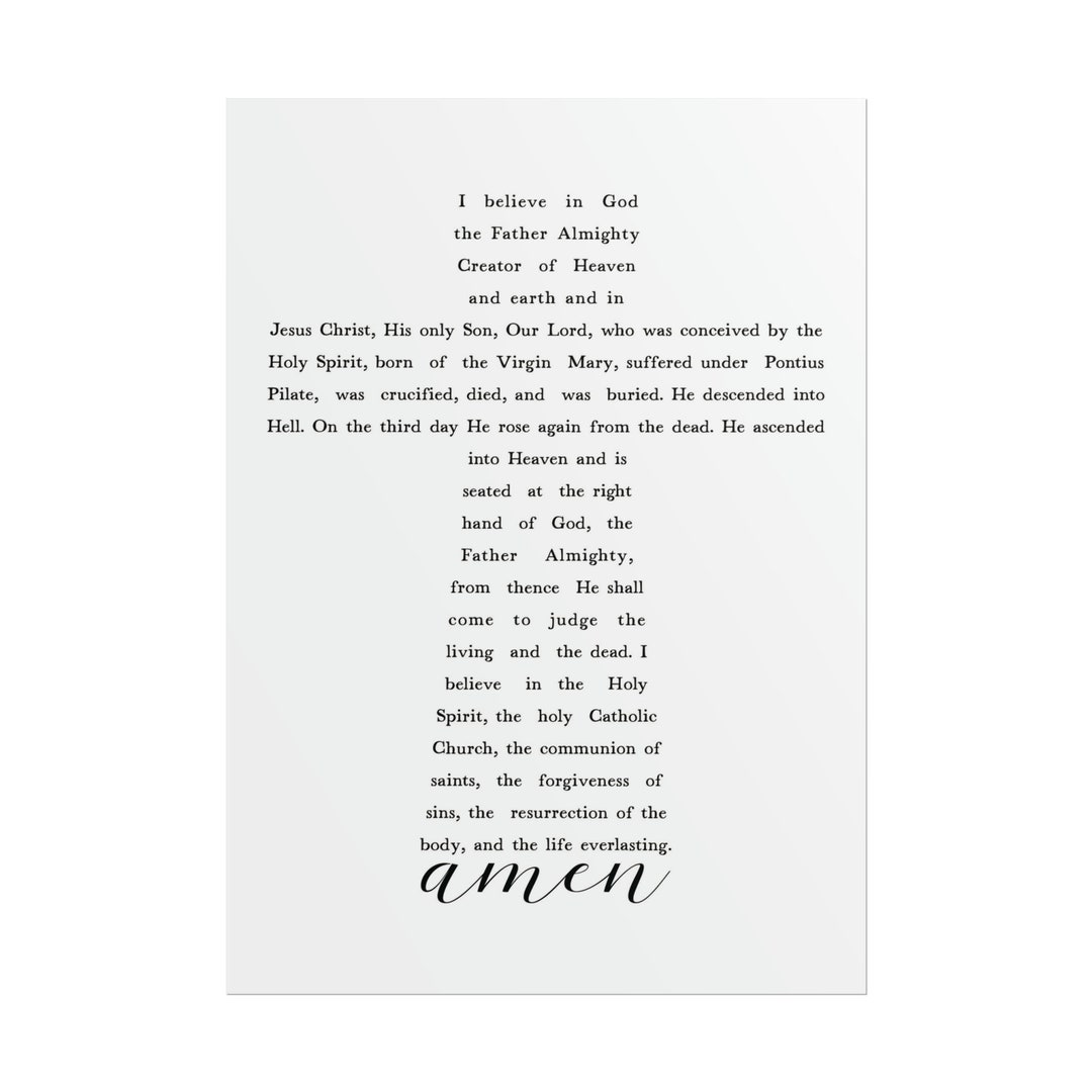 Apostles Creed Prayer - Cross - Poster - Unframed Print - Faith ...