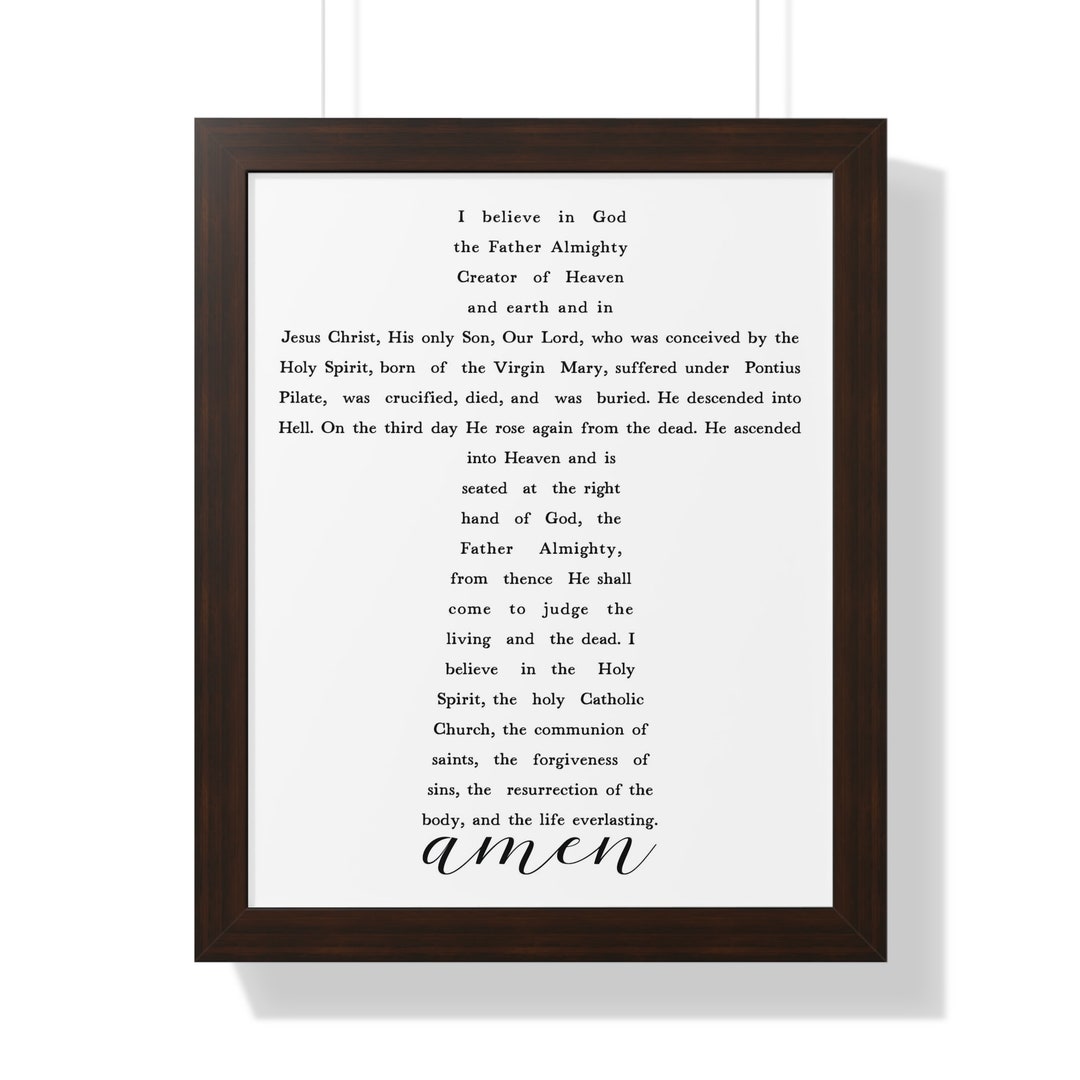 Apostles' Creed Framed Poster - Cross-shaped - Faith Print - Christian ...