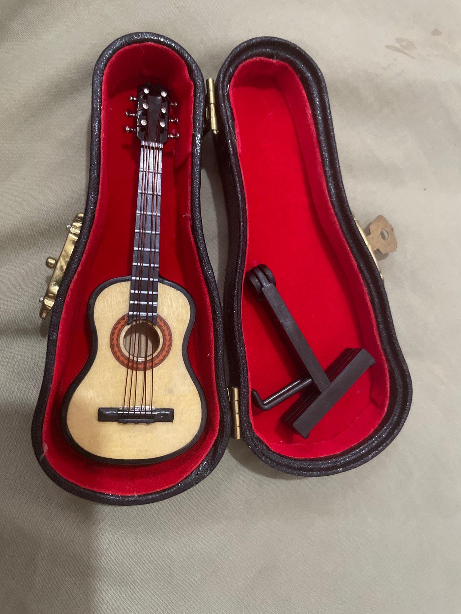 3.9 Inch Miniature Guitar With Case and Stand - Etsy
