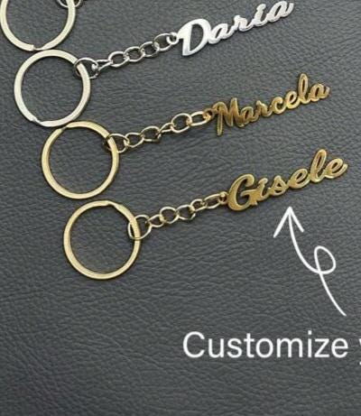 Custom Name Keychain Personalized Keychain Gold or Silver Tone. CANADA ...