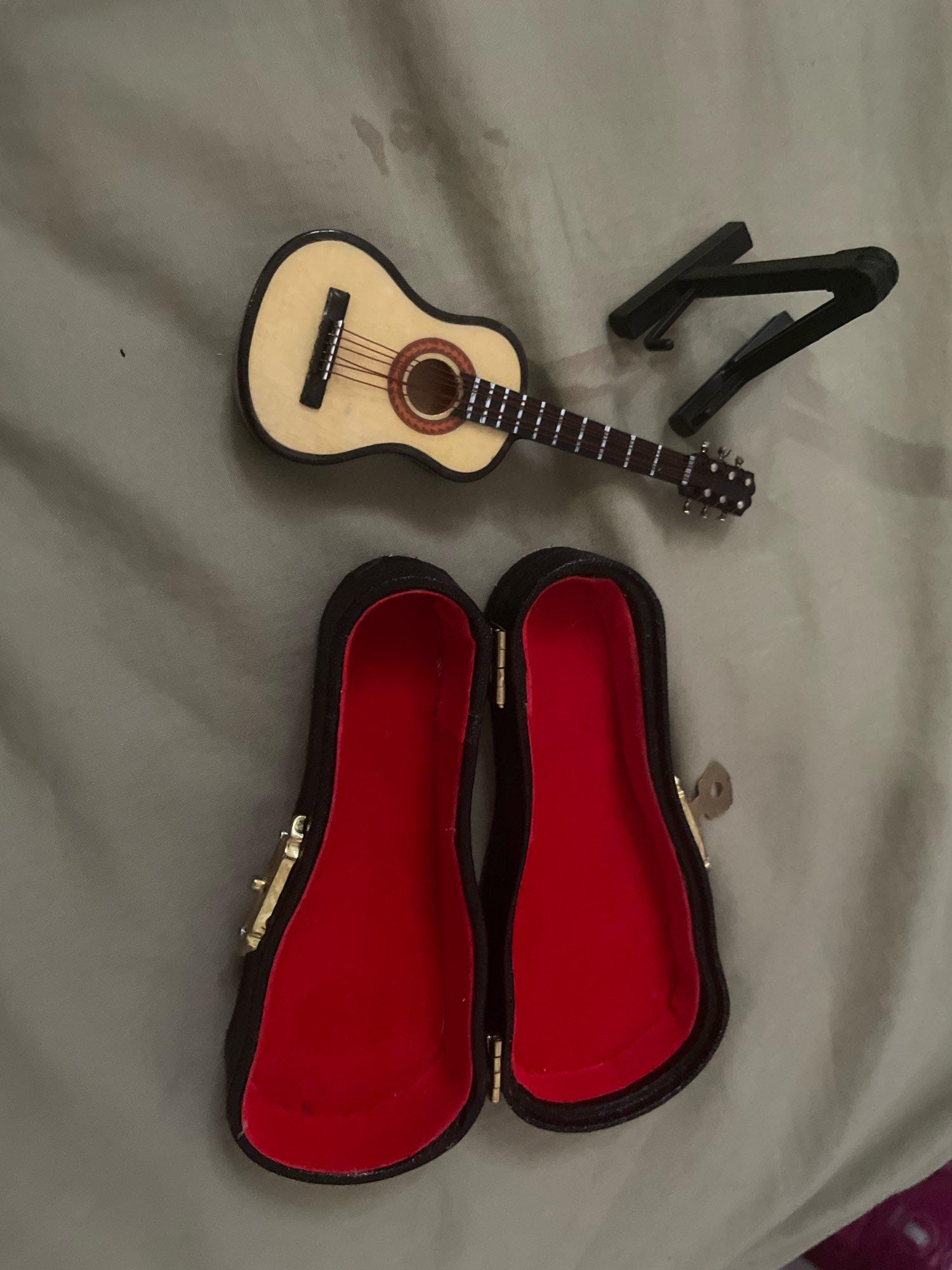 3.9 Inch Miniature Guitar With Case and Stand - Etsy
