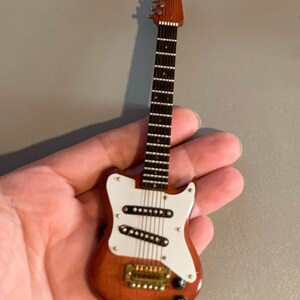 Miniature Guitar Electric Guitar With Stand. Wood. 16 Cms. - Etsy