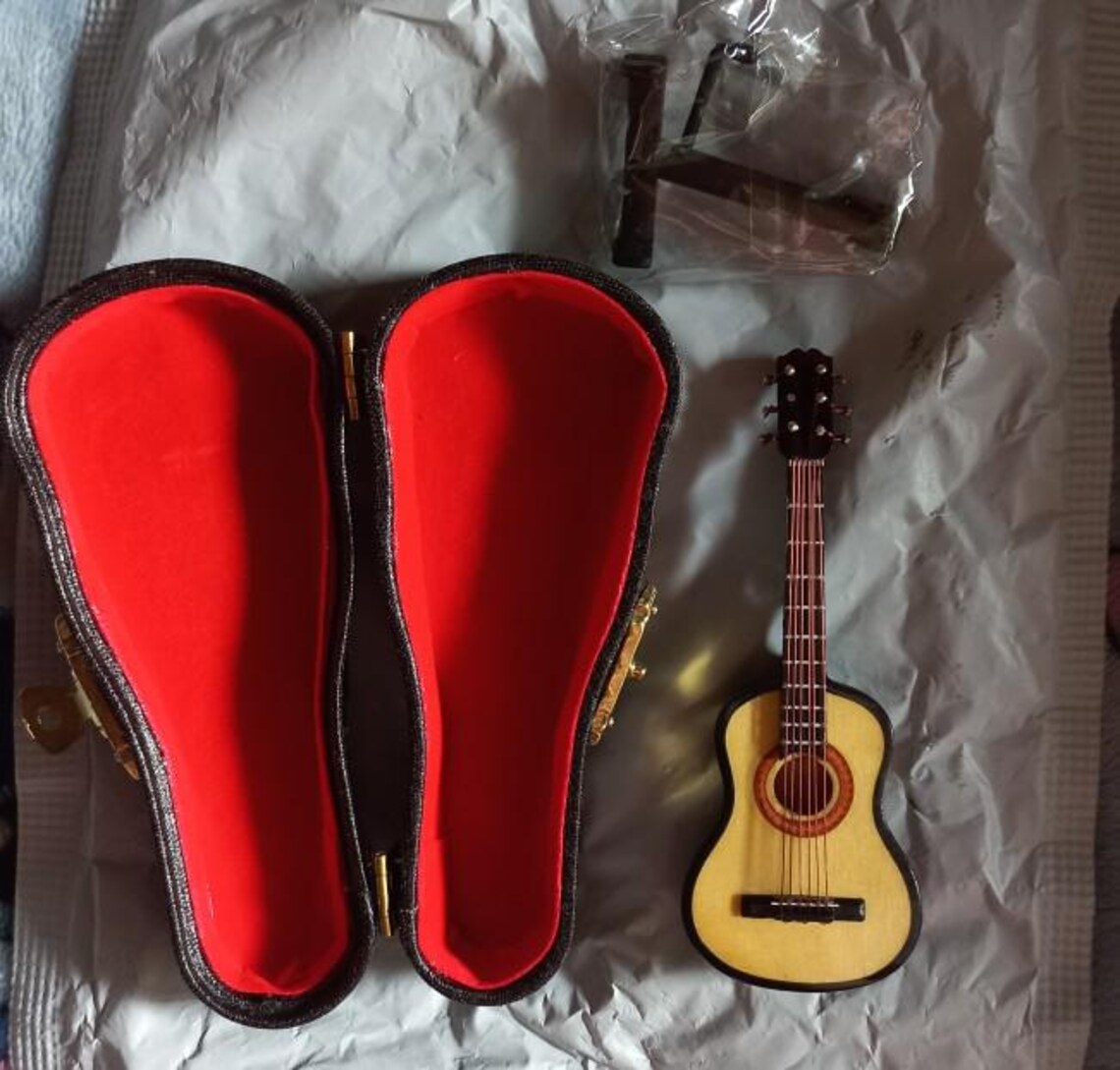 3.9 Inch Miniature Guitar With Case and Stand - Etsy