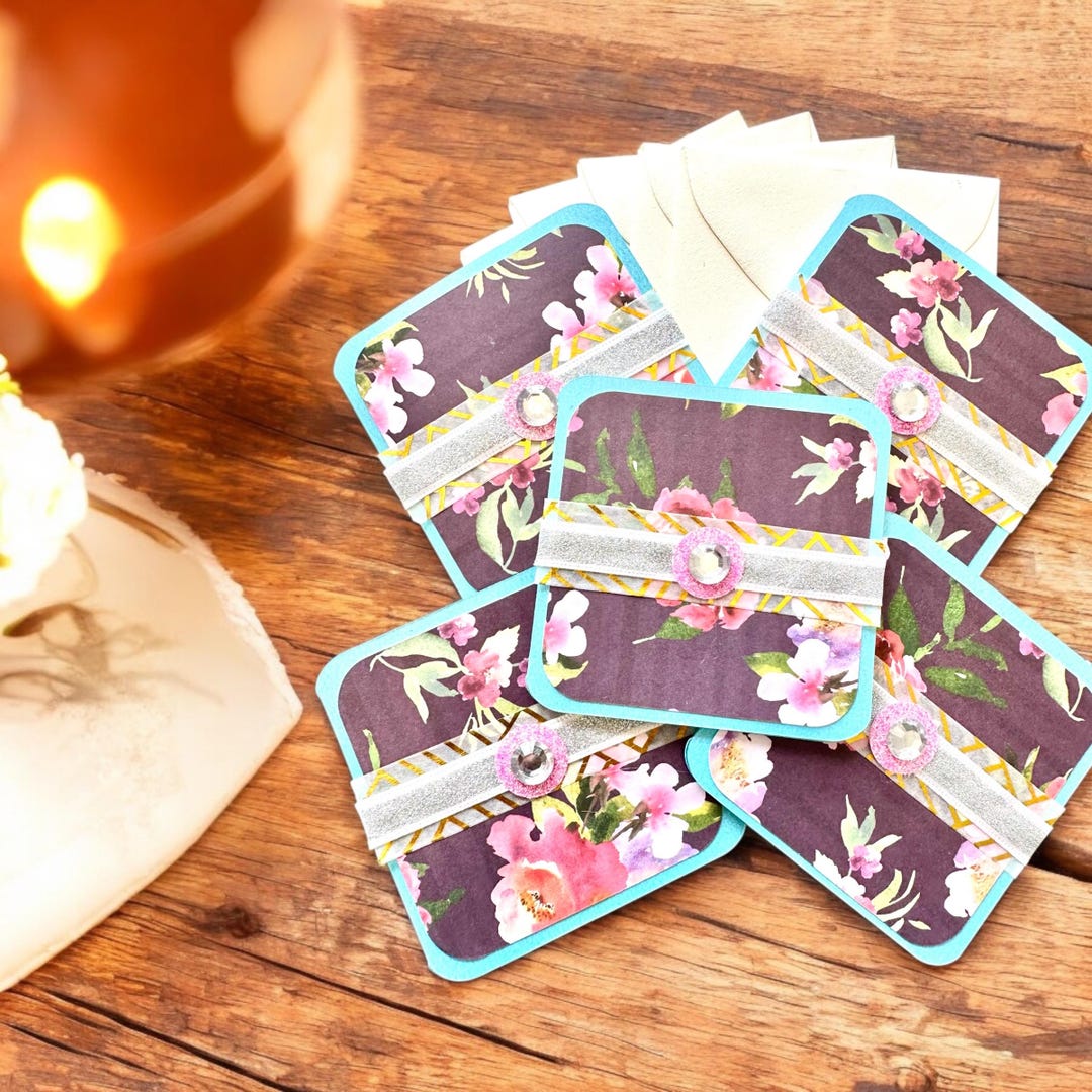 3x3 Mini Cards - Set of 5 Blank W/envelopes; Floral; Gift Card - Etsy