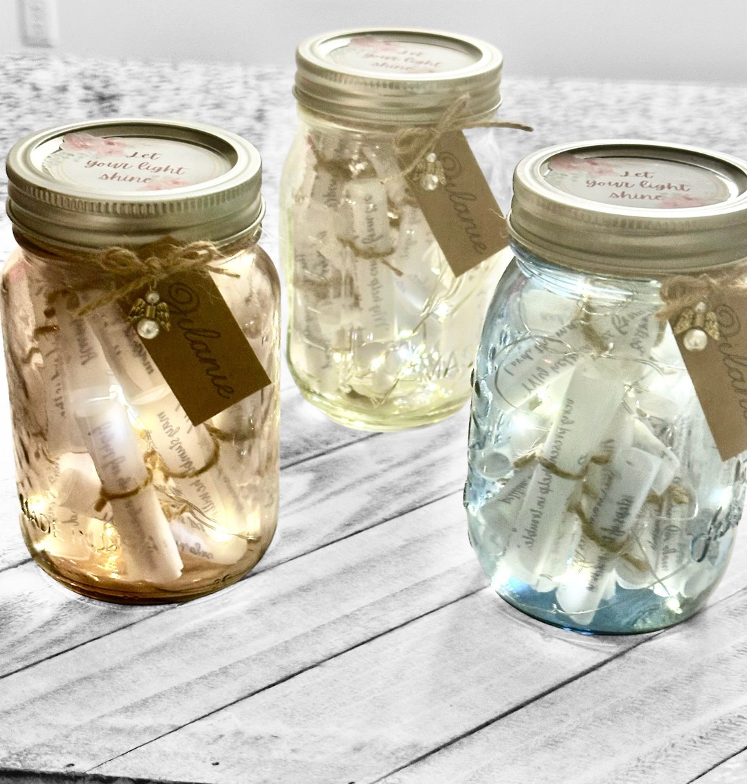 Lighted Glass Jar With Encouraging Inspirational Scripture Scroll ...