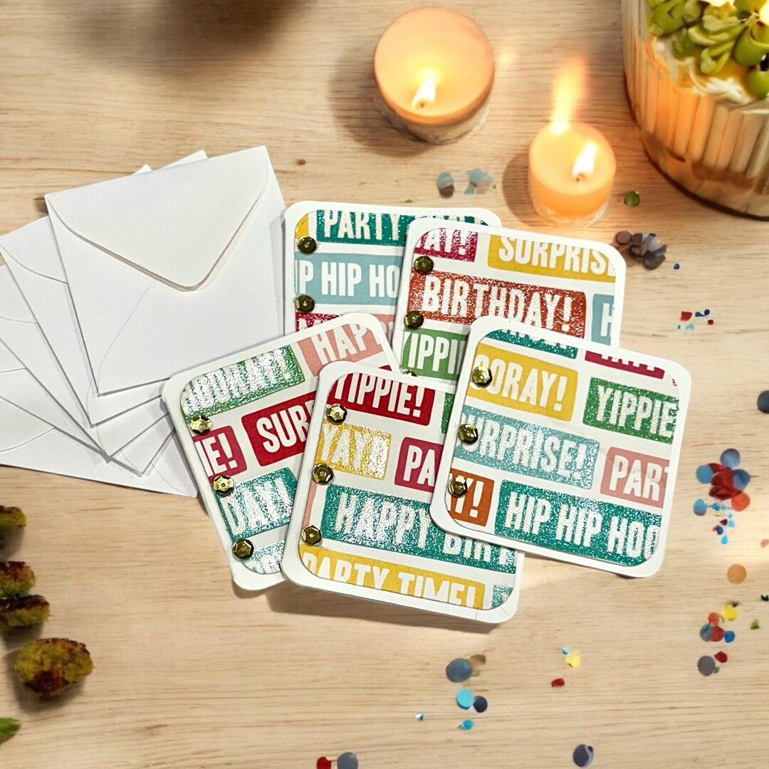 3x3 Glitter Birthday Mini Cards Set of 5 Blank W/envelopes - Etsy