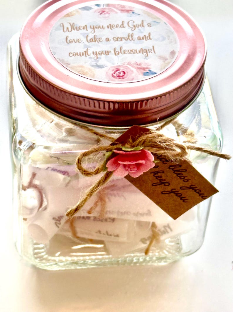 Gods Blessing Bible Verses in Iridescent Glass Jar; Inspirational ...
