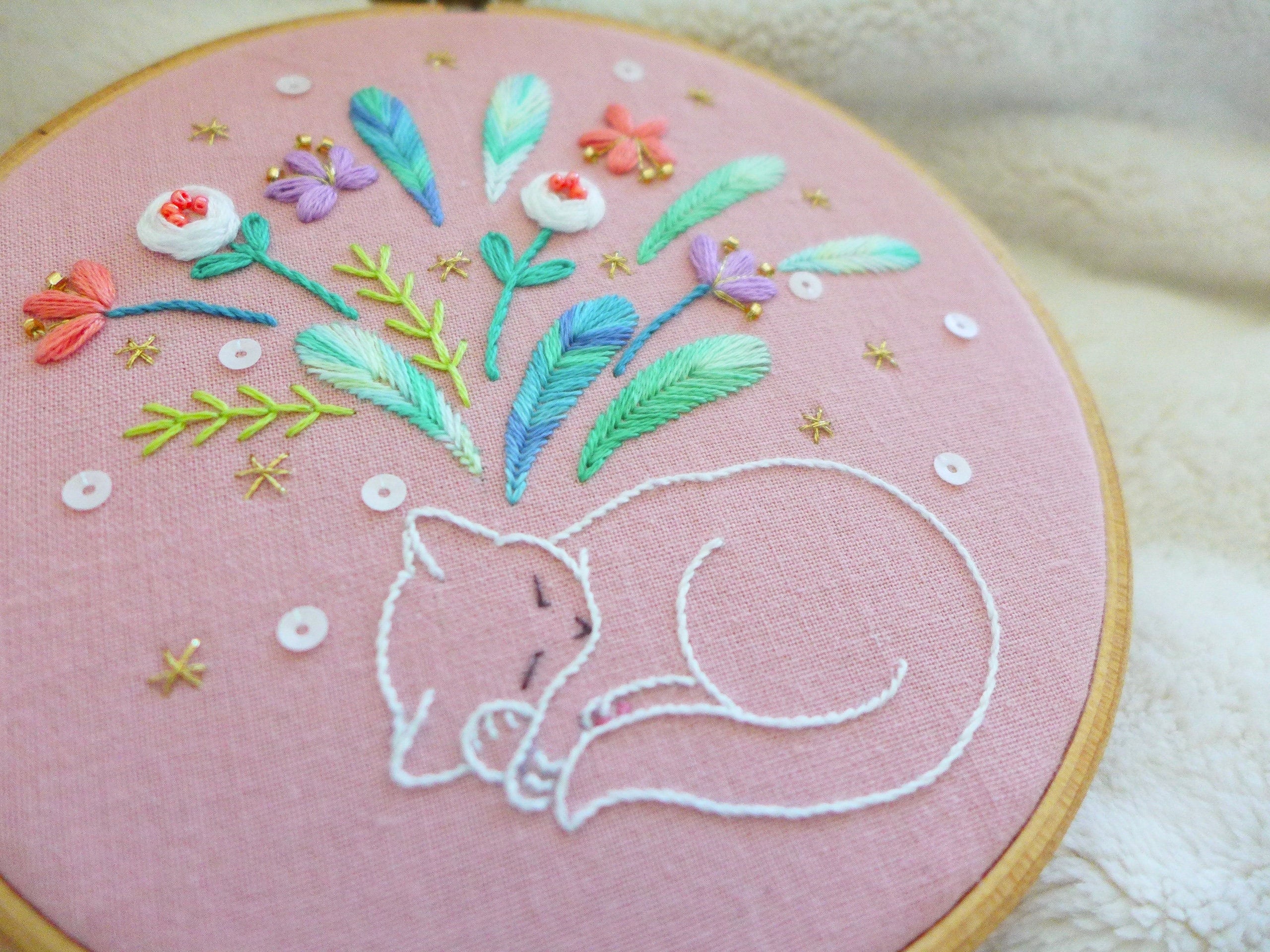 Dreaming Cat Embroidery Tutorial - Etsy