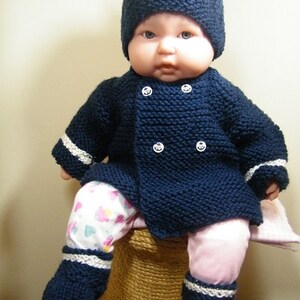 Baby Sweater Set, Nautical Navy With White Trim, Sweater, Hat and ...