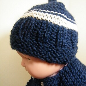 Baby Sweater Set, Nautical Navy With White Trim, Sweater, Hat and ...