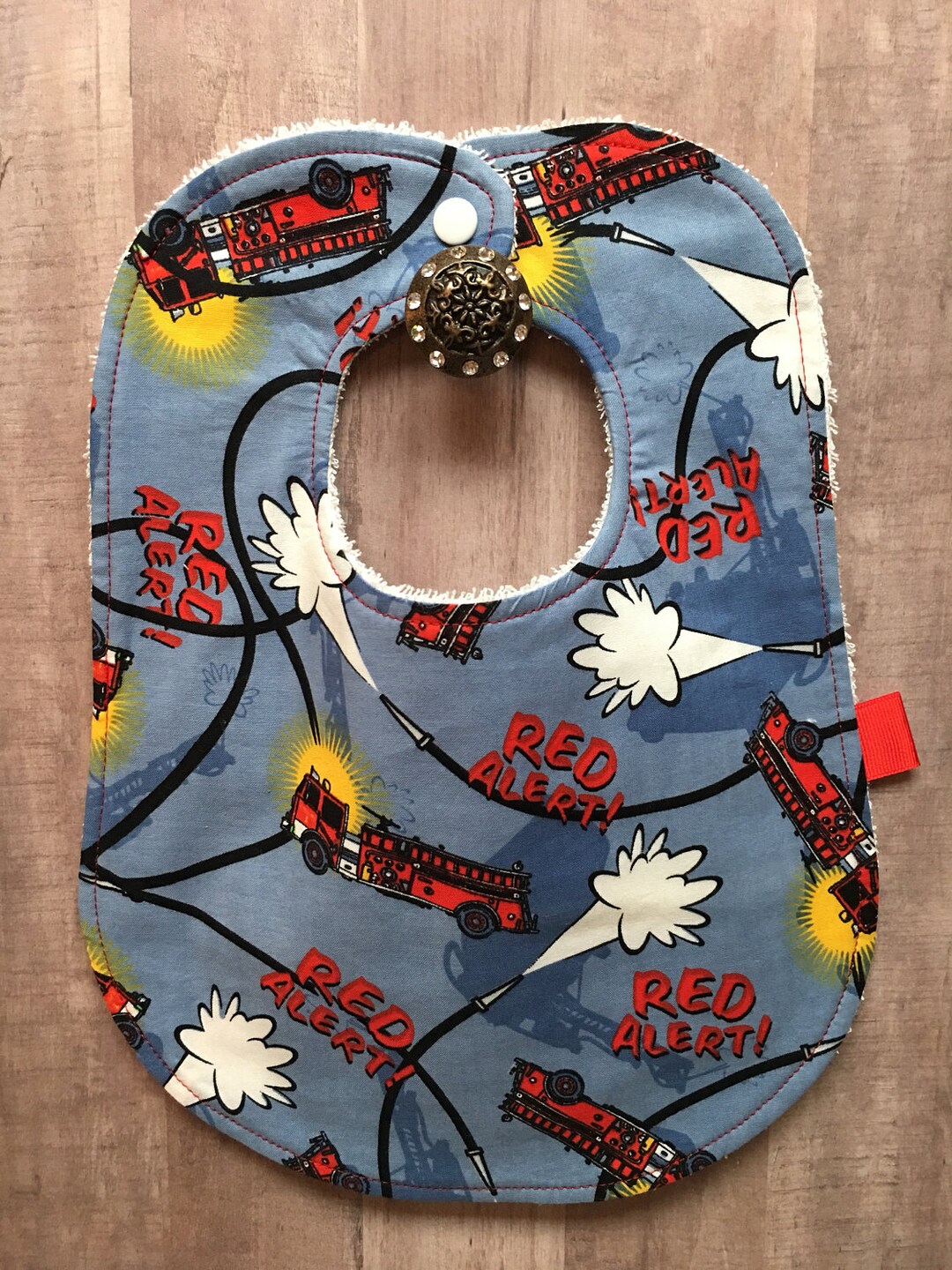 Red Alert Where's the Fire !!! Drool Bib, Dribble Bib, Shower Gift ...