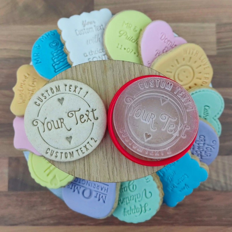 Custom Cookie Stamp With Hearts Personalised Cookie and Fondant ...