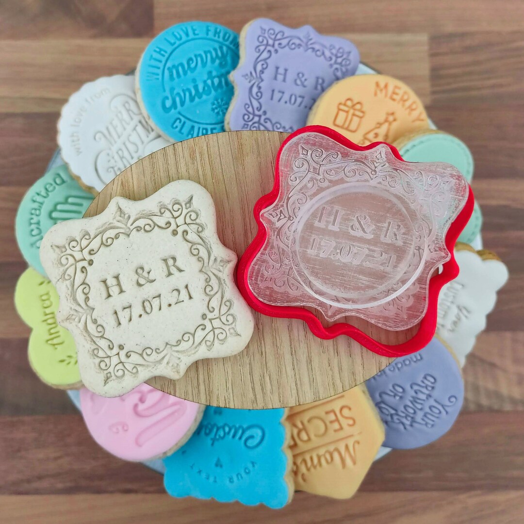 Custom Wedding Initials Cookie Stamp: Personalised Anniversary Embosser ...