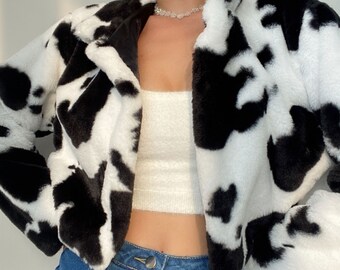 Fluffy Cow Crop Jacket - Etsy