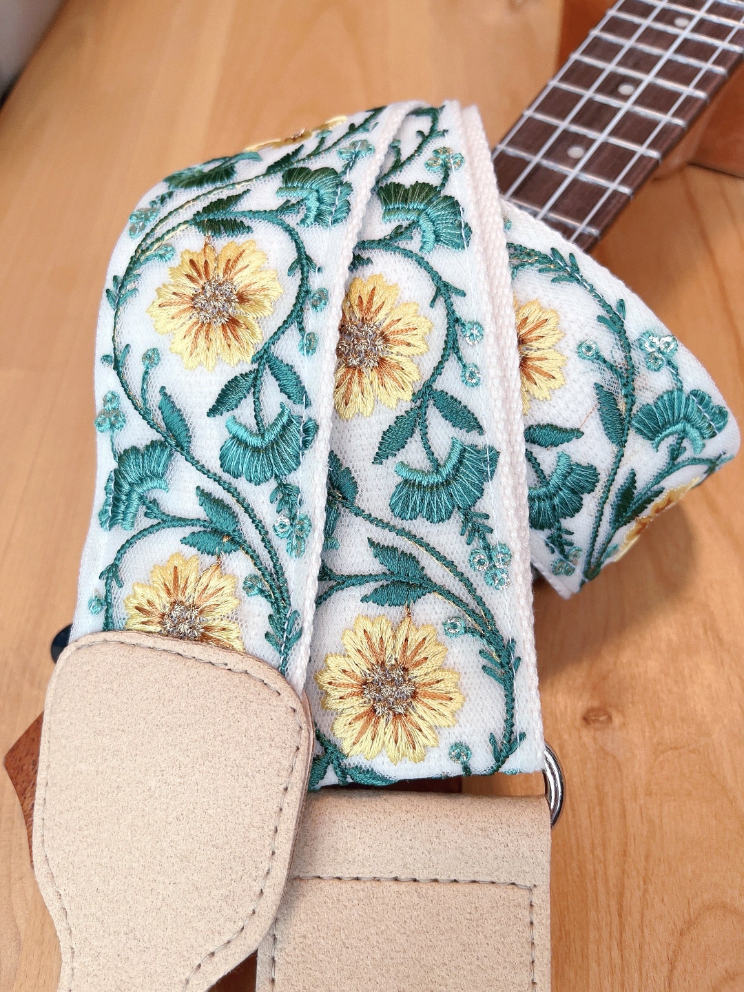 Sunflower Netting Embroidery Harp Strap Ukulele Strap Guitar Strap - Etsy