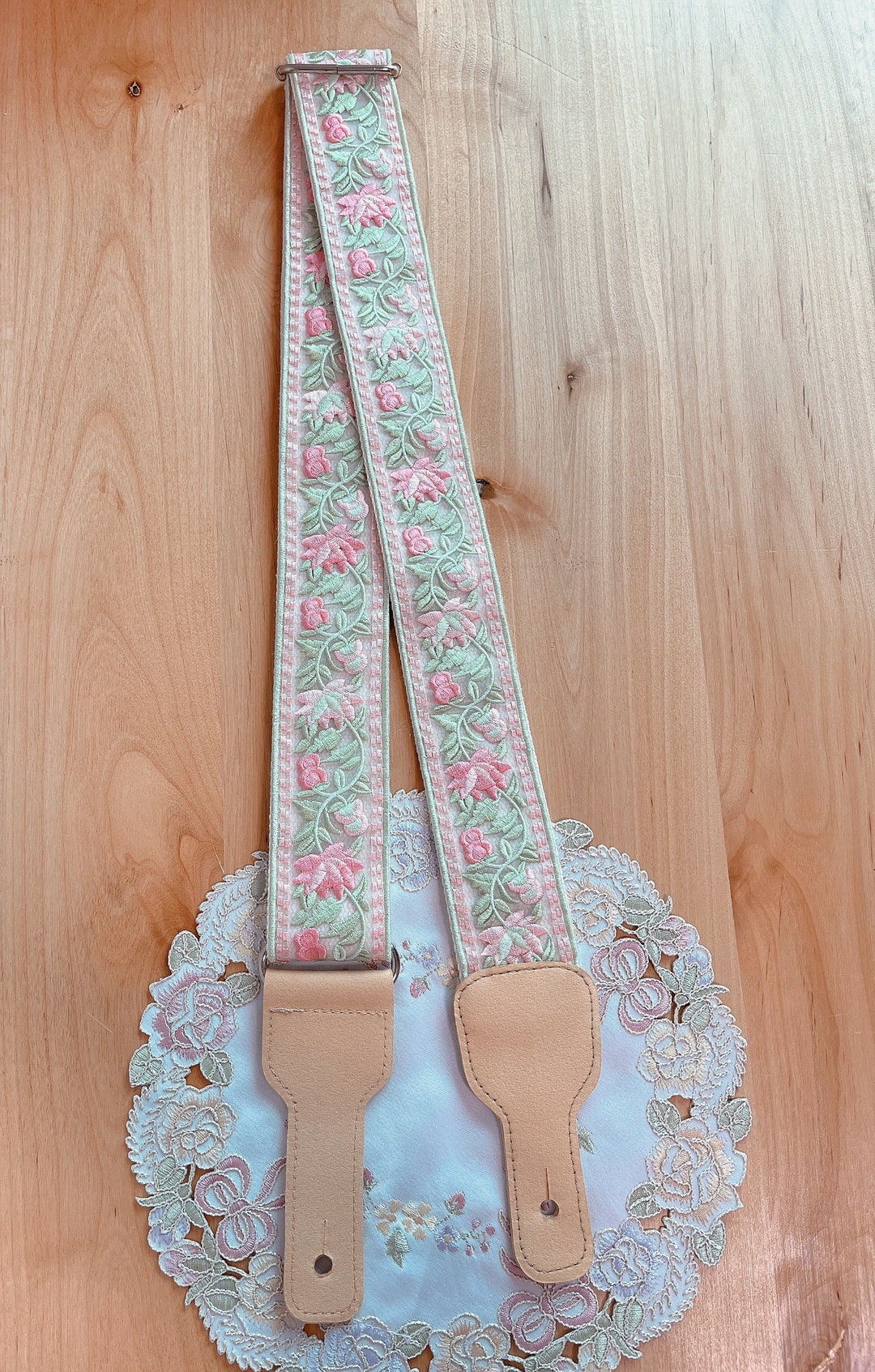Floral Country Style Embroidery Lace Harp Strap Ukulele Strap Guitar ...