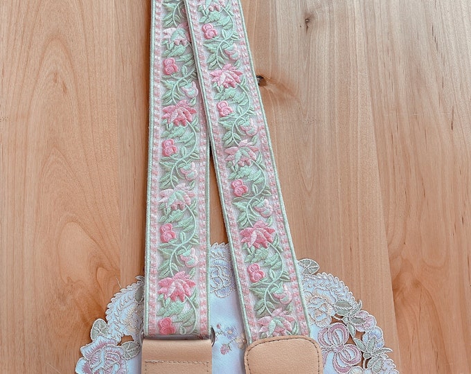 Floral Country Style Embroidery Lace Harp Strap Ukulele Strap Guitar ...