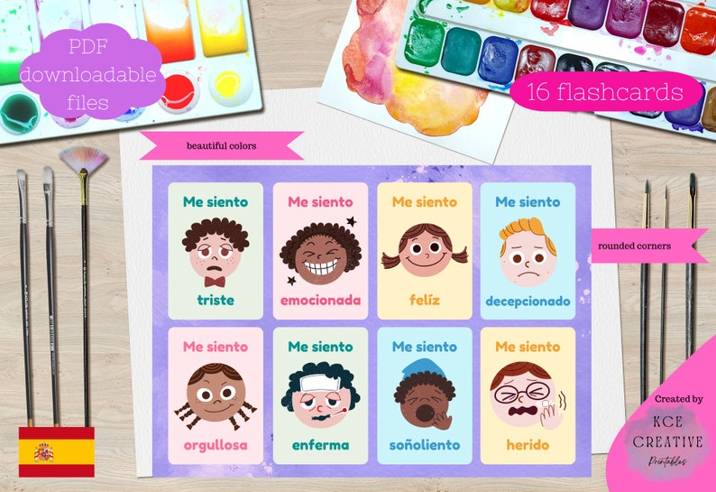 Spanish Emotion Flashcards Mis Emociones Learn Spanish 16 Flashcards ...