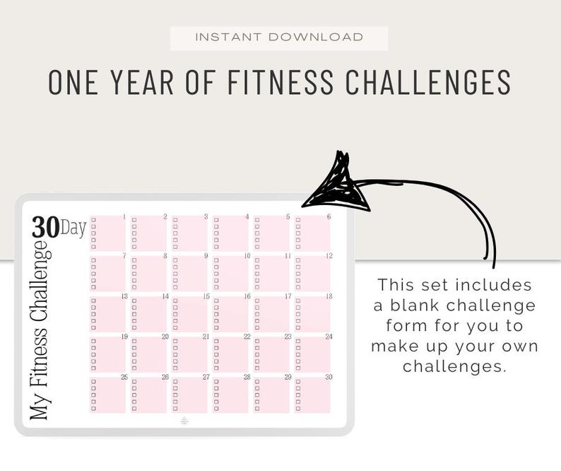 Twelve 30 Day Workout Challenge Bundle Printable Pdfs Easy to Follow ...