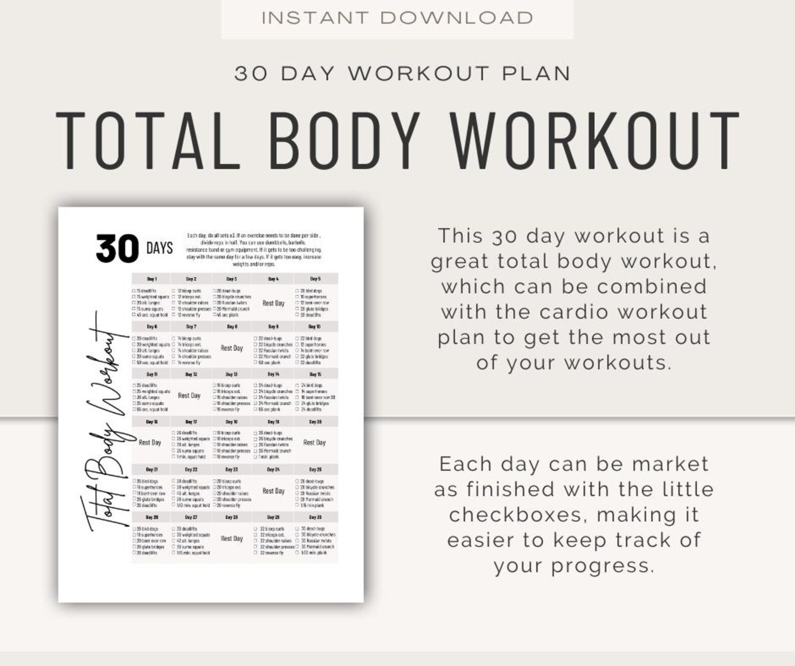 30 Day Home Workout Plan Bundle: 6 Plans, Pictographs (editable PDF ...