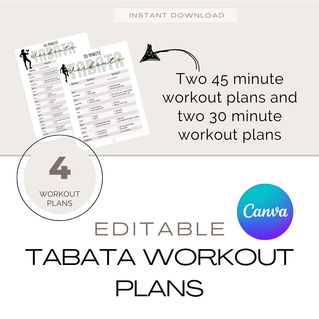30-day Tabata Workout Bundle: 4 Fitness Plans (printable PDF) - Etsy