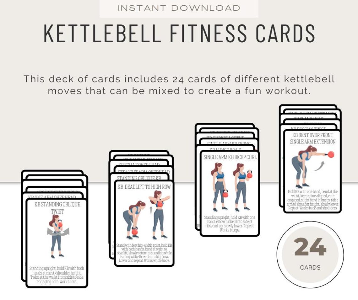 EDITABLE Kettlebell Minimalist Exercise Cards Workout Templates Fitness ...