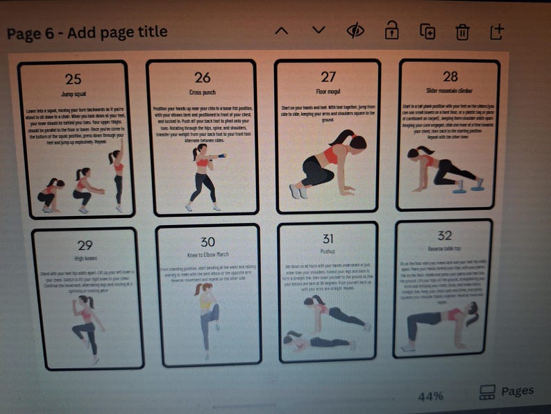 Workout Cards: Fitness Exercise Templates (digital Download), Fitness ...