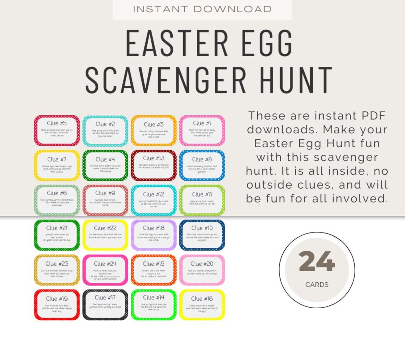 Editable Indoor Easter Scavenger Hunt Easter Egg Hunt Clues Treasure ...