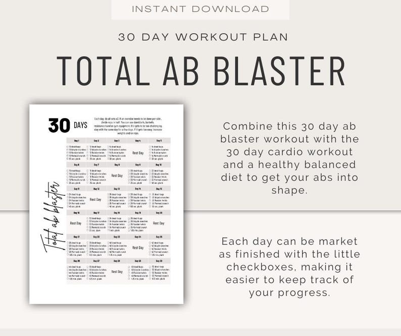 10 Pages 30 Day Home Workout Bundle Printable + Editable Pdfs, 6 Plans ...
