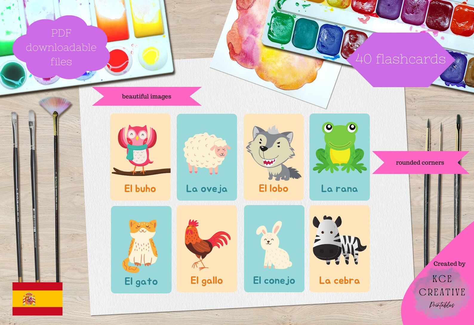 Animals Flashcards in Spanish - Etsy