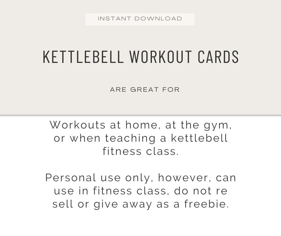 EDITABLE Kettlebell Minimalist Exercise Cards Workout Templates Fitness ...