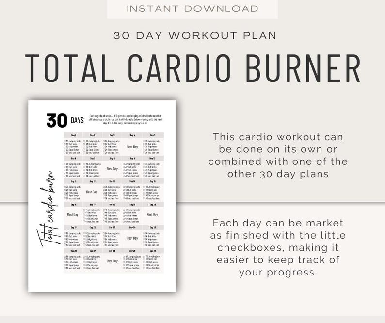10 Pages 30 Day Home Workout Bundle Printable + Editable Pdfs, 6 Plans ...