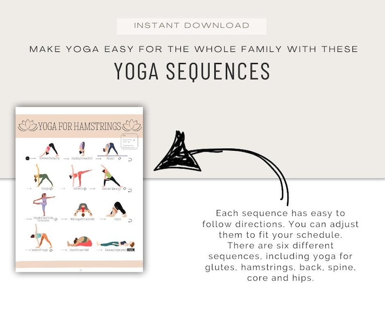 Yoga Poses Sequences: Hip, Core, Spine, Back, Glutes, Hamstring (PDF ...