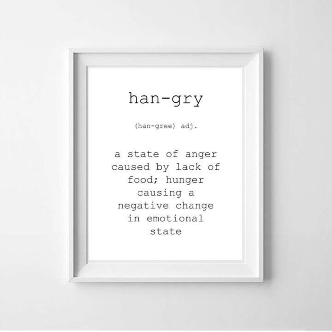 Hangry White Printable Poster 8x10 Funny Restaurant Poster Bistro Food ...