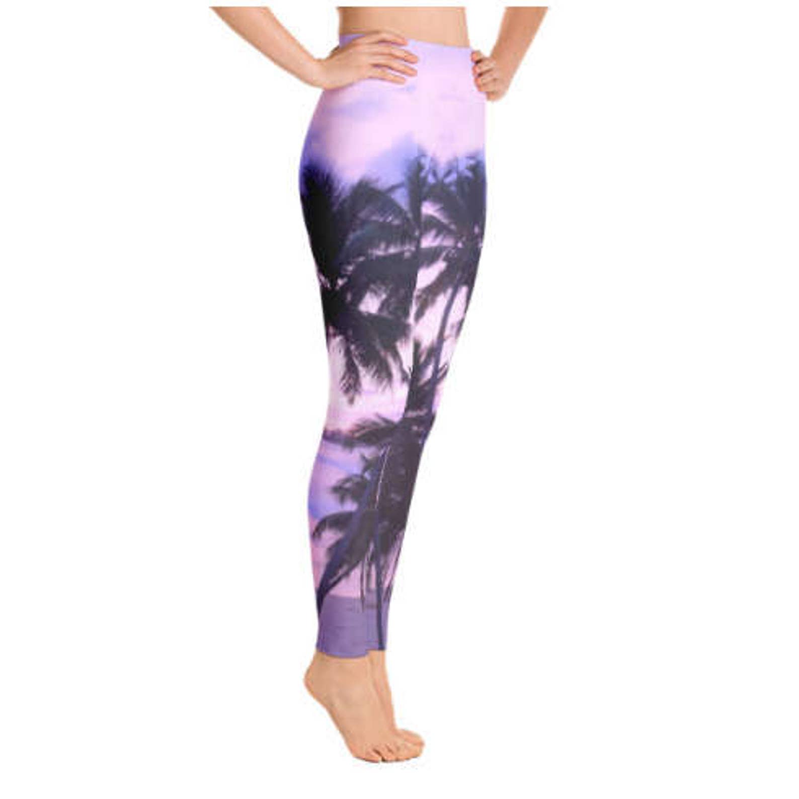 Yoga Pants With Pink Palms Palm Tree Yoga Pants Palm Tree - Etsy