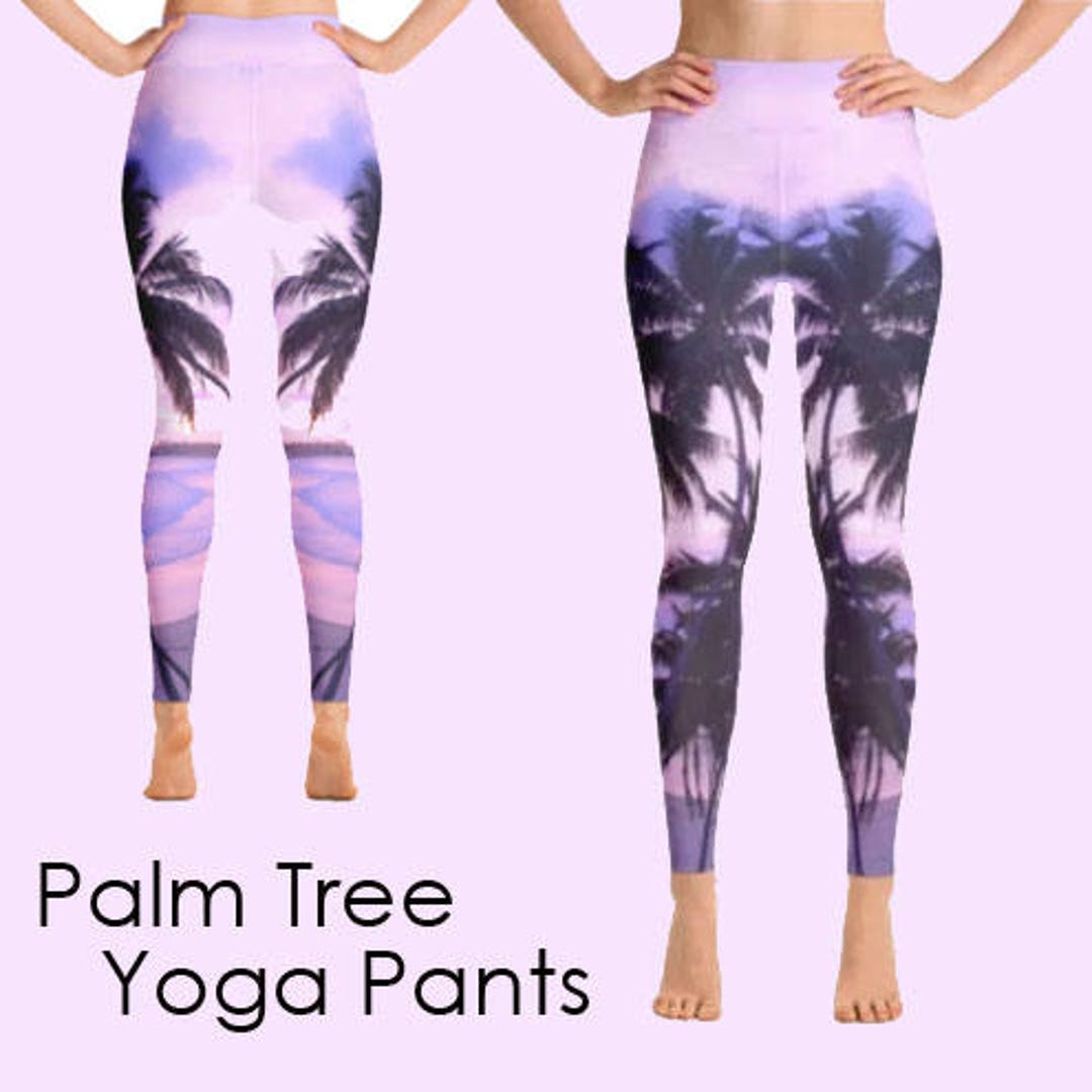Yoga Pants With Pink Palms Palm Tree Yoga Pants Palm Tree Leggings Yoga ...