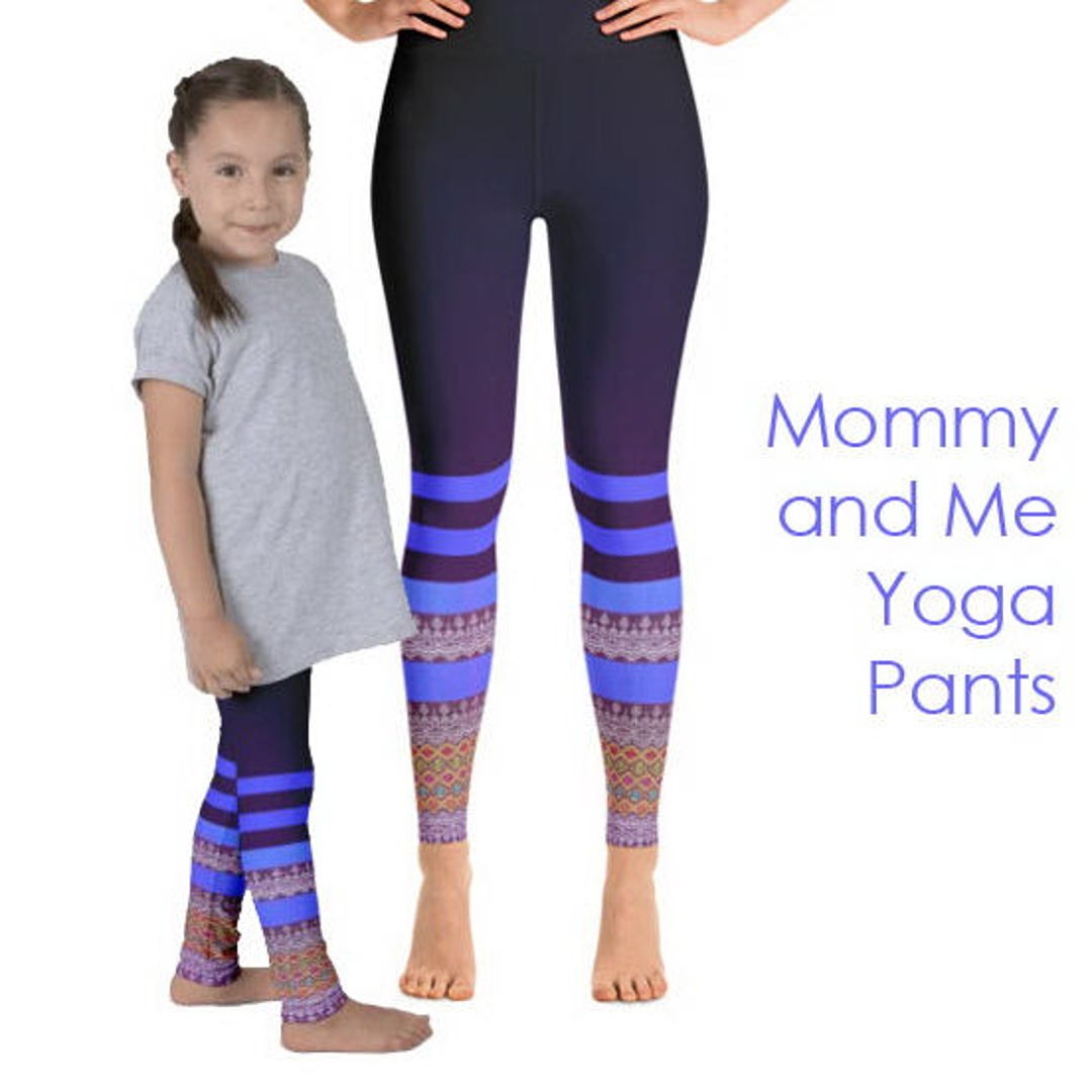 Mommy and Me Leggings With Purple Longyi Stripe - Etsy