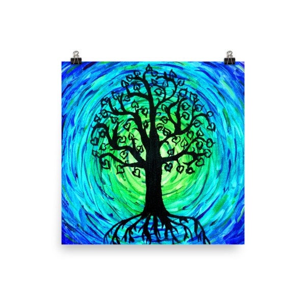 Tree of Life Art in Blue - Etsy